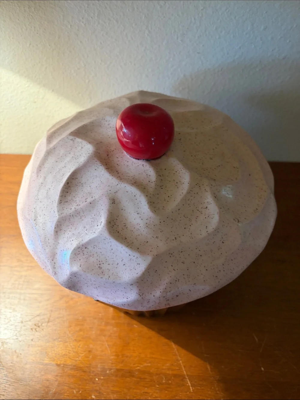 Kitchen | Novelty Cupcake Ceramic Container With Pink Frosting And Red ...
